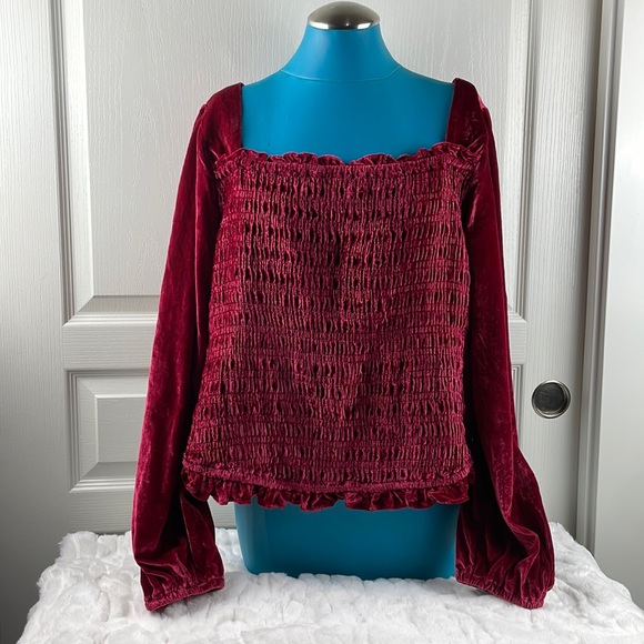 torrid | Tops | Torrid Velvet Smocked Blouson Sleeve Crop Top Size 26 ...